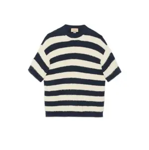Gucci Striped Brushed Cotton Jumper - Blue