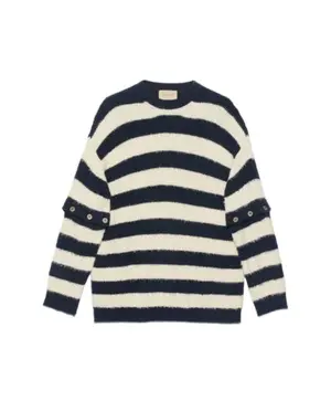 Gucci Striped Brushed Cotton Jumper - Blue