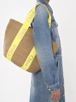 Chloé Large Raffia Tote Bag - Brown