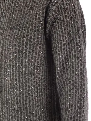 Herno Sequined Crew Neck Long Sleeve Sweater - Black