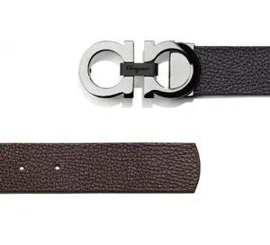FERRAGAMO Gancio Buckle Adjustable Belt - Black