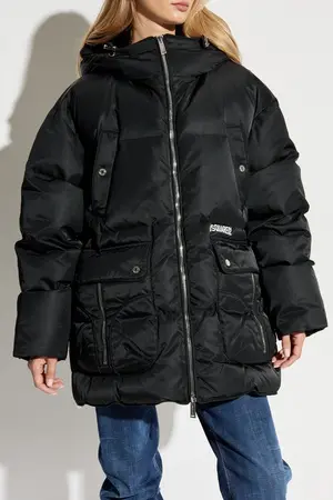 Dsquared2 Logo Printed Quilted Hooded Down Coat