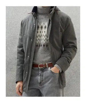 Brunello Cucinelli Quilted Long-sleeved Hooded Coat - Gray
