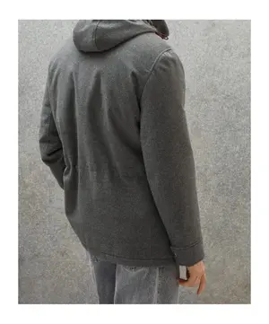 Brunello Cucinelli Quilted Long-sleeved Hooded Coat - Gray