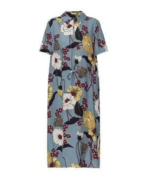 Marni Floral Print Short Sleeve Dress - Gray