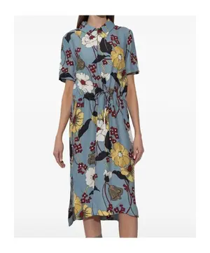 Marni Floral Print Short Sleeve Dress - Gray