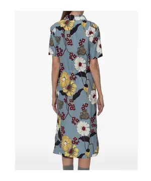 Marni Floral Print Short Sleeve Dress - Gray