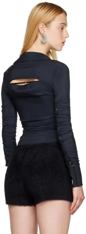 Jacquemus Soffio Stretch Knit Cut-out Shirt