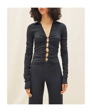Jacquemus Soffio Stretch Knit Cut-out Shirt