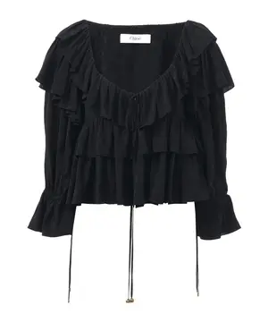 Chloé Ruffled Cropped Blouse - Black