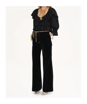 Chloé Ruffled Cropped Blouse - Black