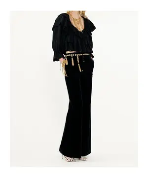 Chloé Ruffled Cropped Blouse - Black