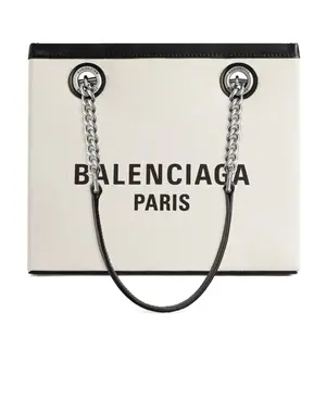 Balenciaga Logo Printed Small Tote Bag - Black