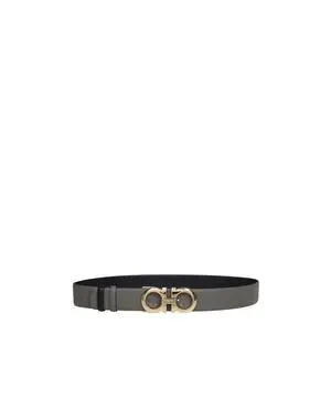 FERRAGAMO Logo Buckle Double-sided Belt Black