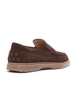 TOD'S Suede Penny Loafers - Brown