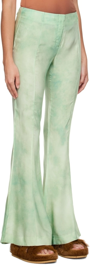 Acne Studios Marble Print Flared Trousers - Light Green