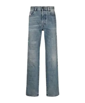 DIESEL® Logo Embossed Straight-leg Jeans - Gray