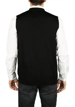 PAOLO PECORA Wool Knitted Cardigan Vest - Black
