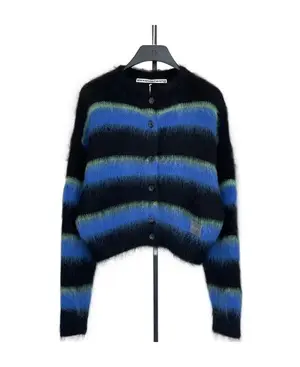 Alexander Wang Striped Crew-neck Brushed Cardigan