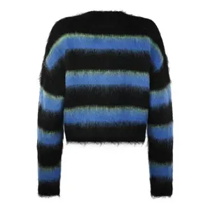 Alexander Wang Striped Crew-neck Brushed Cardigan