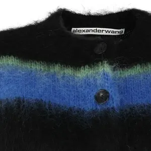 Alexander Wang Striped Crew-neck Brushed Cardigan