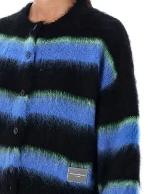 Alexander Wang Striped Crew-neck Brushed Cardigan