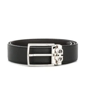 FERRAGAMO Gancini Reversible Leather Belt - Black