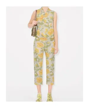 Kenzo Jacquard Peonies Cropped Pants