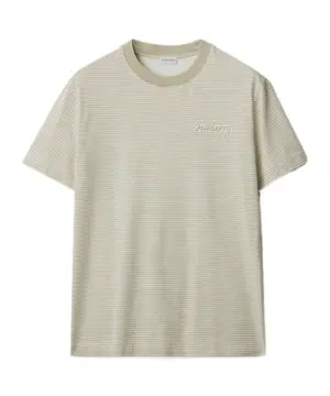 Burberry Burberry Logo Printed Striped Crewneck T-Shirt Nude