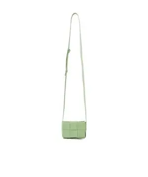 Bottega Veneta Mini Cassette Knitted Shoulder Bag - Pistachio