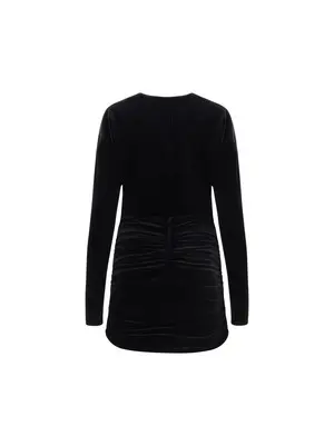 Dolce & Gabbana Ruched Logo Plaque Mini Dress
