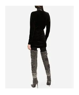 Dolce & Gabbana Ruched Logo Plaque Mini Dress