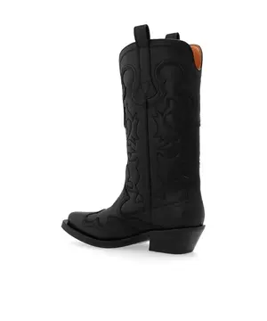 GANNI Square-toed Short Boots - Black