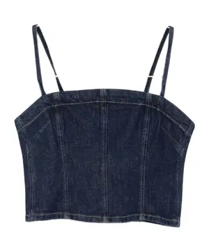 Pinko Spaghetti Strap Denim Tank Top - Black