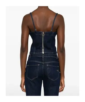Pinko Spaghetti Strap Denim Tank Top - Black