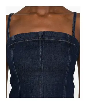 Pinko Spaghetti Strap Denim Tank Top - Black