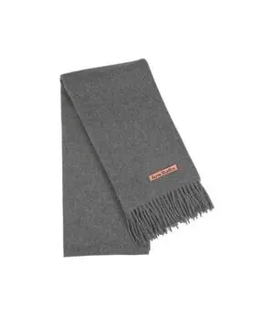 Acne Studios Logo Patch Fringed-edge Scarf - Grey