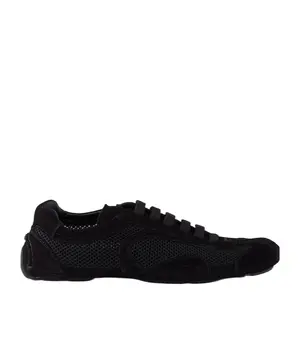 Prada Mesh Panelled Lace-up Sneakers - Black