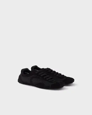 Prada Mesh Panelled Lace-up Sneakers - Black