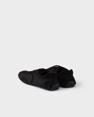 Prada Mesh Panelled Lace-up Sneakers - Black