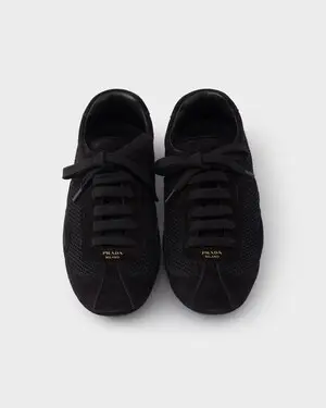 Prada Mesh Panelled Lace-up Sneakers - Black