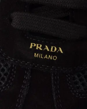Prada Mesh Panelled Lace-up Sneakers - Black