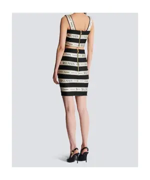 Balmain Logo Ribbon Jacquard Cropped Top