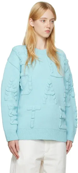 Bottega Veneta Alphabet Detailed Knitted Jumper - Blue