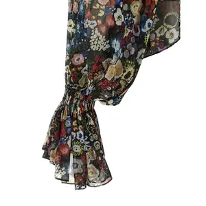 Khaite Durer Printed High Neck Top With Rolled Cuffs - Black