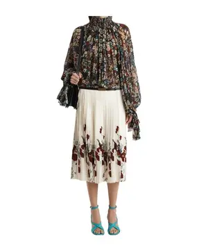 Khaite Durer Printed High Neck Top With Rolled Cuffs - Black