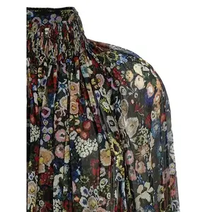 Khaite Durer Printed High Neck Top With Rolled Cuffs - Black