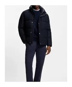 Hugo Boss Down Filled Flannel Jacket - Dark Blue