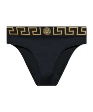 Versace Logo Waistband Bikini Bottoms - Black