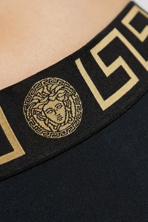 Versace Logo Waistband Bikini Bottoms - Black